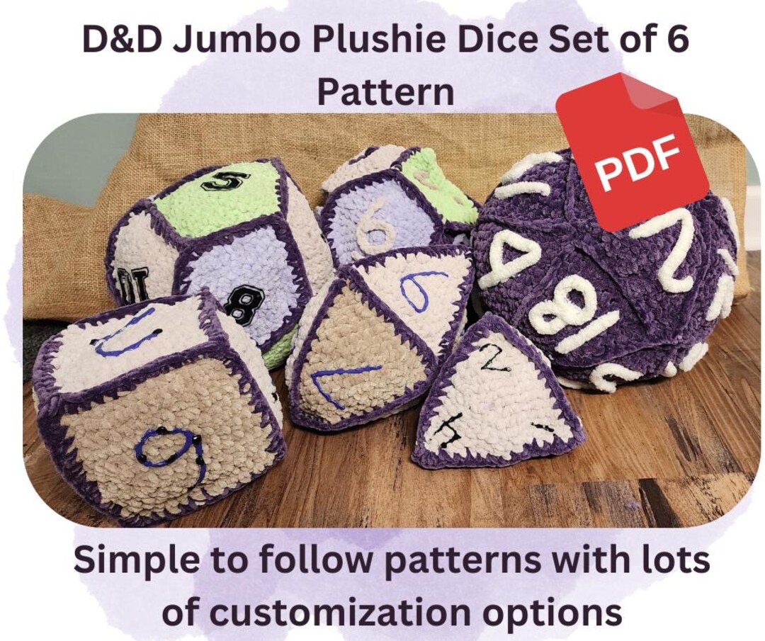 D&D Crochet Jumbo Plushie Pillow Like Dice Set of 6 (PDF Pattern) - Etsy