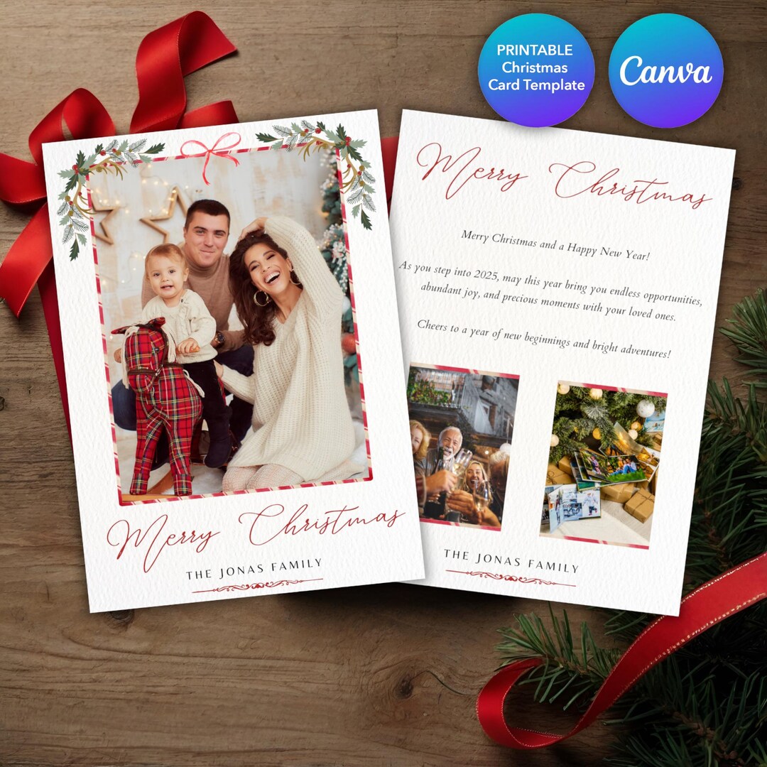 Editable Christmas Card Canva Template, Christmas Photo Card Template ...
