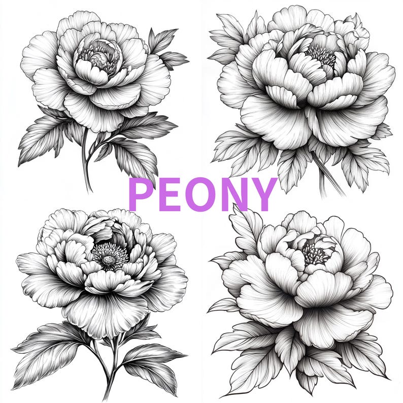 5 PEONY TATTOO PATTERNS - Etsy