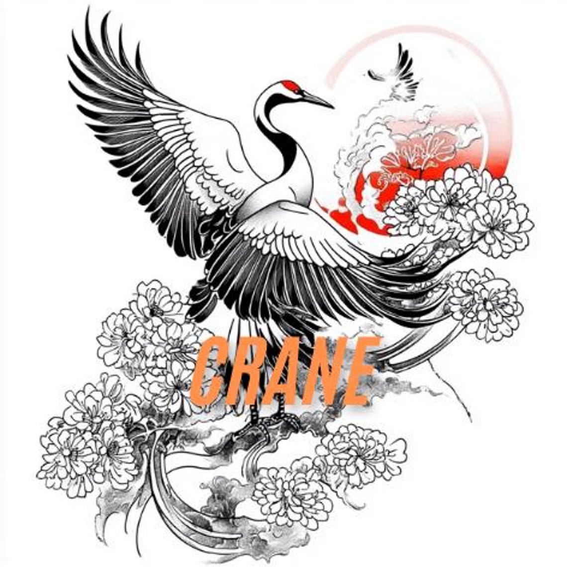 5 Crane Japanese-style Tattoo Patterns - Etsy