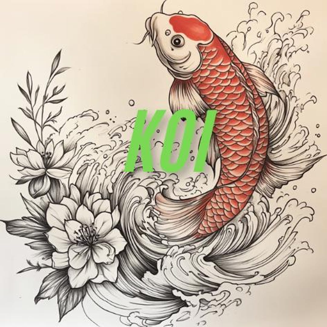 5 Koi Fish Tattoo Patterns - Etsy