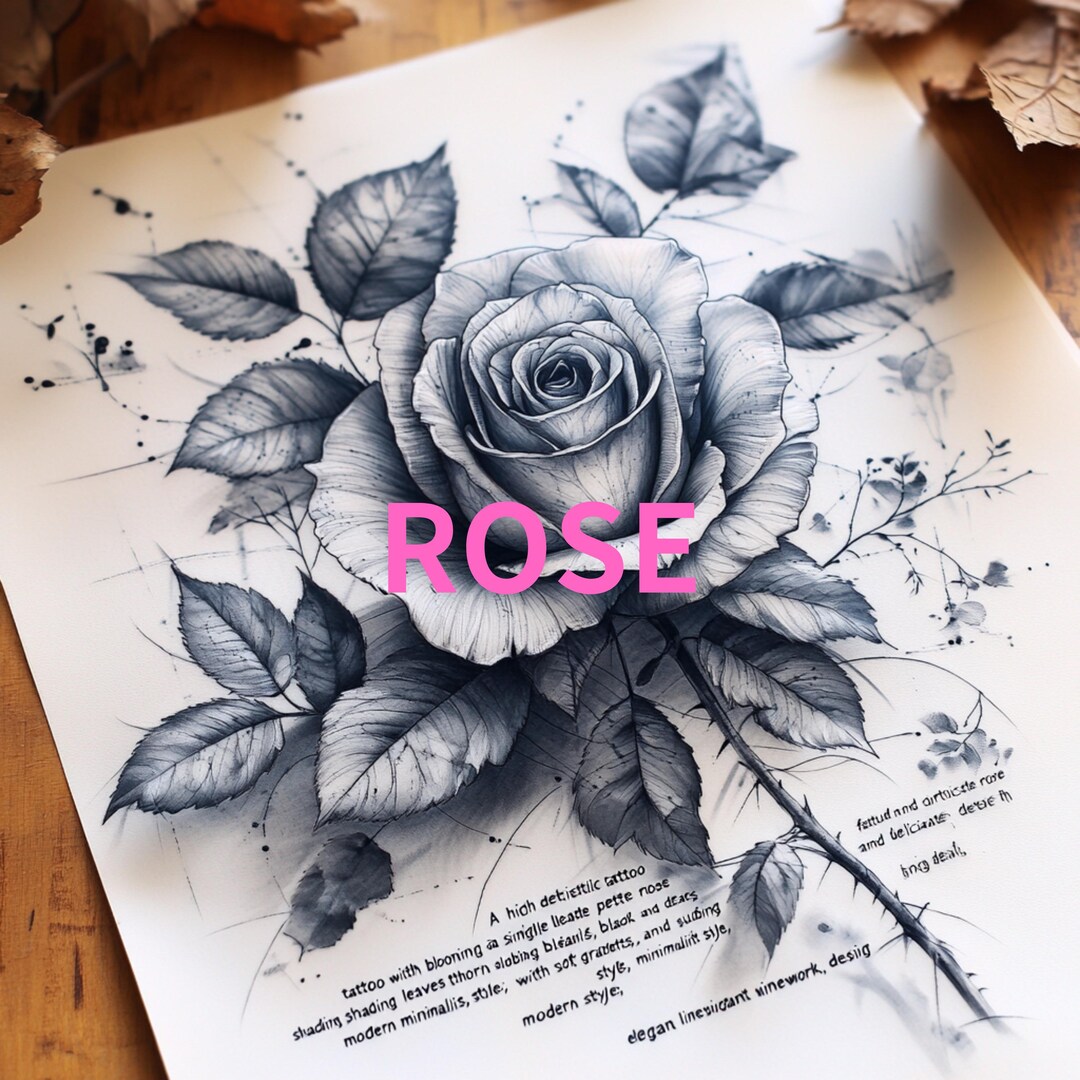 5 ROSE TATTOO PATTERNS - Etsy