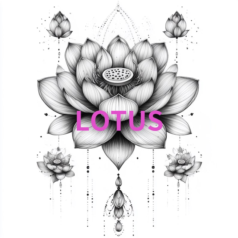 5 LOTUS TATTOO PATTERNS - Etsy