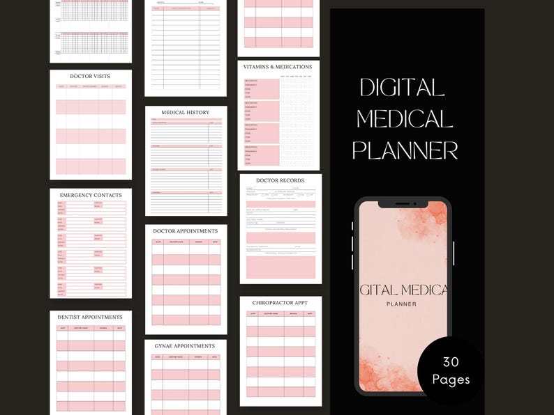 Editable Digital Medical Planner for Healthcare With Patient Tracking ...
