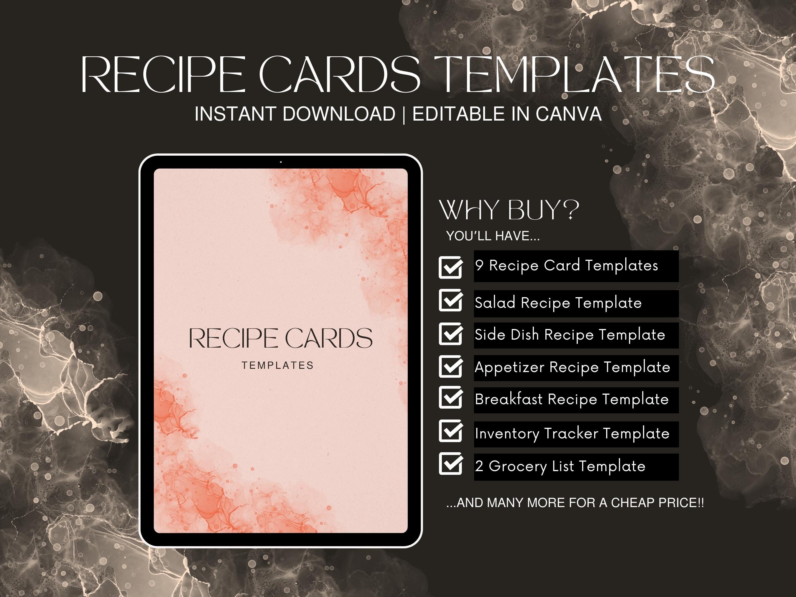 Recipe Cards Templates Editable Recipe Card Minimalist Do It Yourself ...