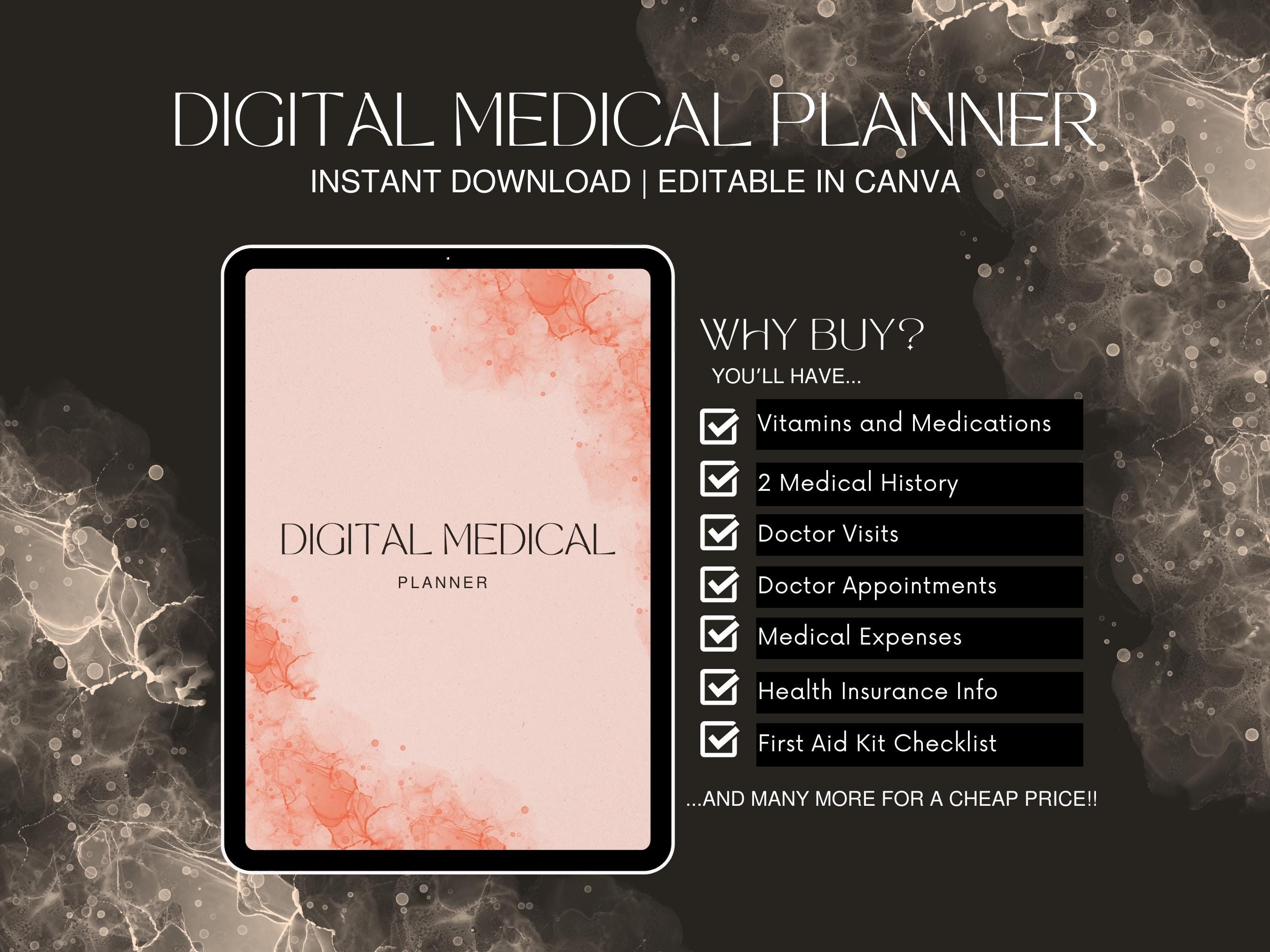 Editable Digital Medical Planner for Healthcare With Patient Tracking ...