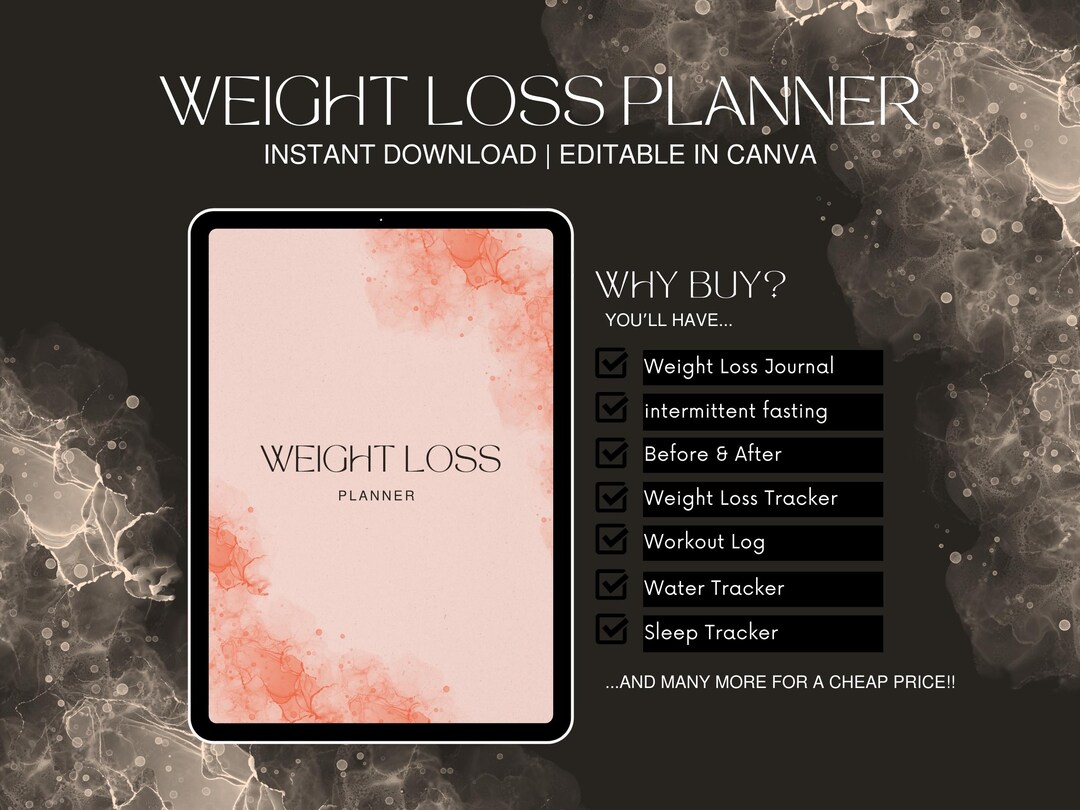 Weight Loss Planner Editable Fitness Journal Weight Loss Tracker ...