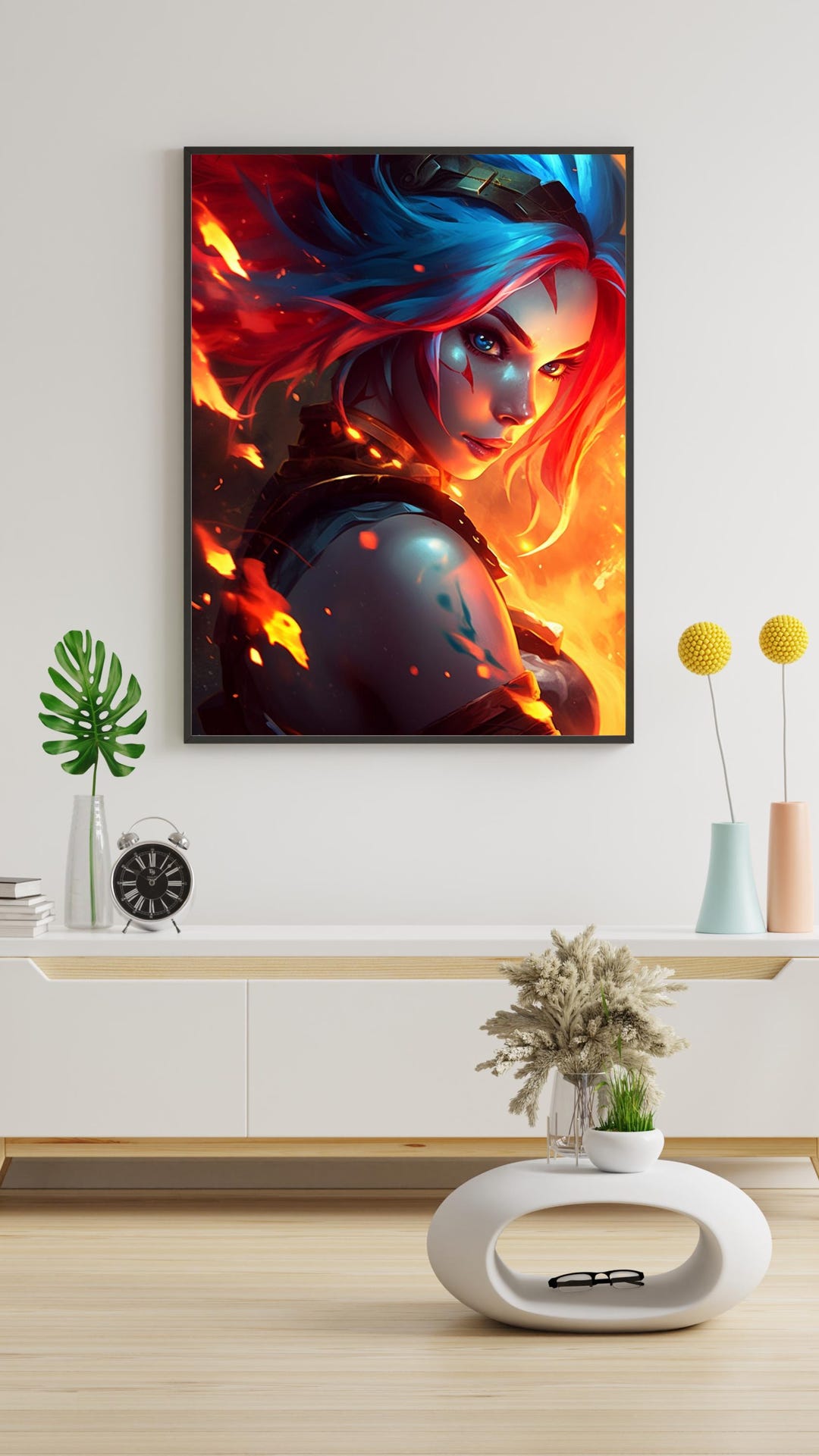 Flaming Soul, Fantasy Warrior Woman Art Print Fiery Hair & Mystic ...