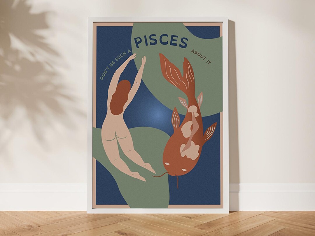 Pisces Printable Poster, Zodiac Wall Art Illustration, Astrology Sign ...