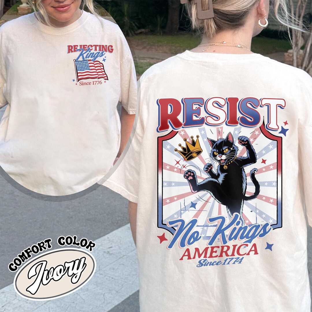 No Kings Comfort Colors Shirt, No Kings in America Black Cat Shirt ...