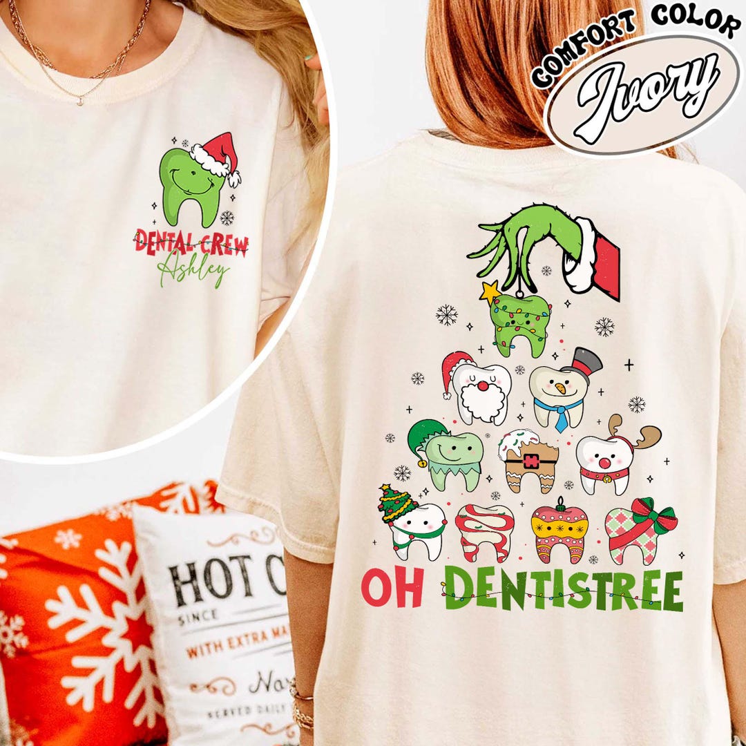 Dental Christmas Tree Comfort Color,funny Christmas Teeth Shirt,funny ...