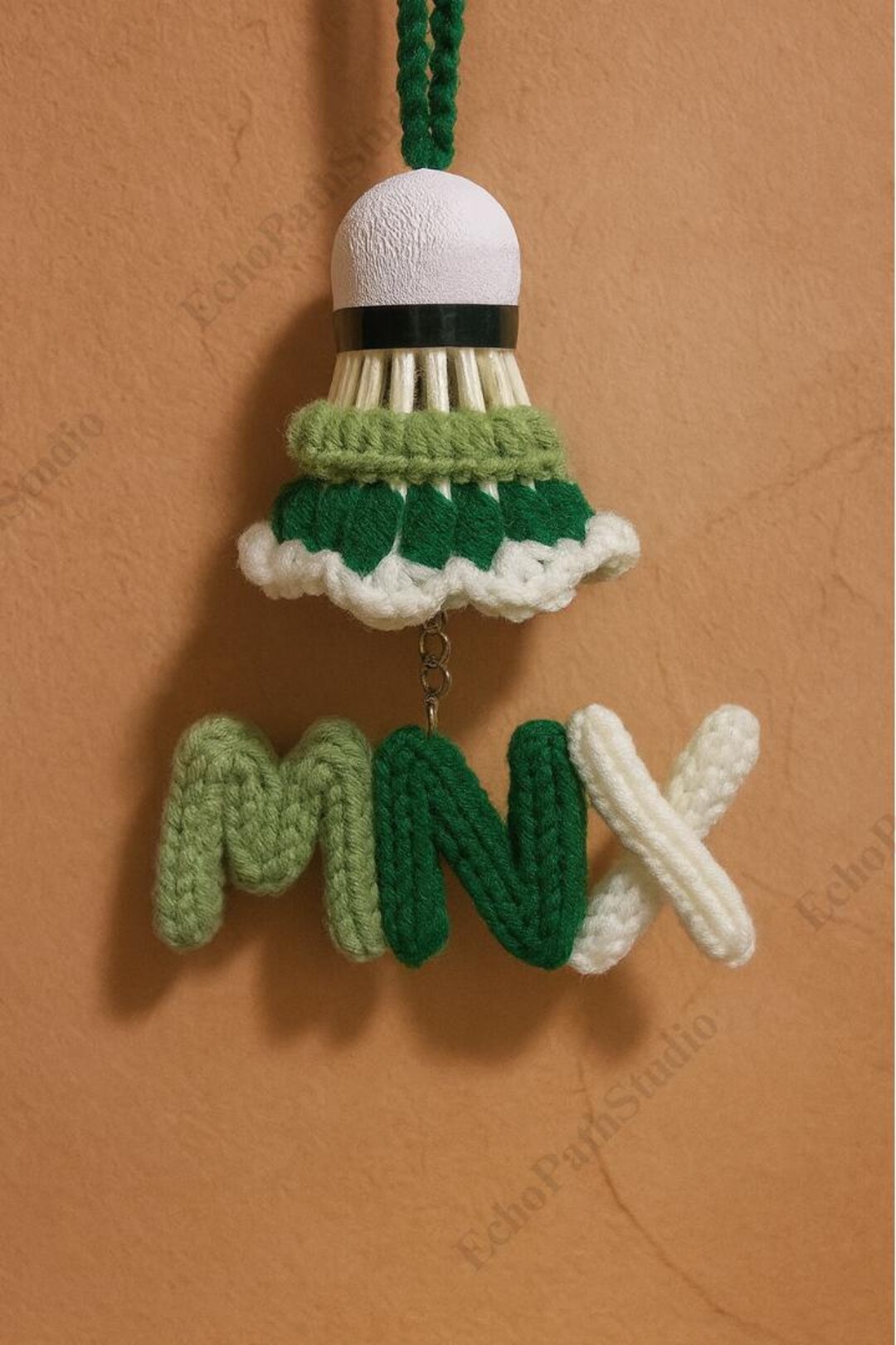 Handmade Crochet Badminton Shuttlecock Keychain With Custom Letters ...