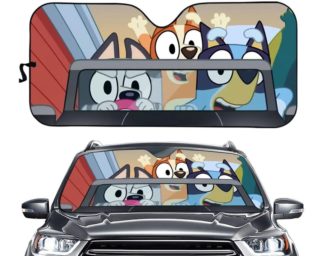 Funny Bluey Dad Cartoon Car Sun Shade, Bluey Dad Car Accessoriesr, Car ...