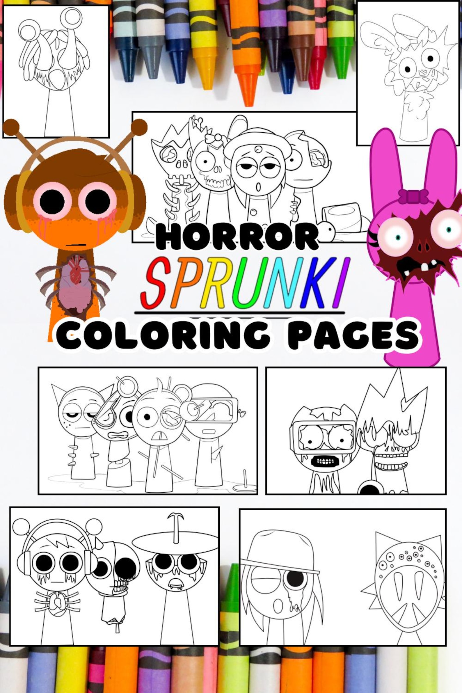 Scary Kids Coloring Pages Sprunki Horror Coloring Pages 54 Pages ...