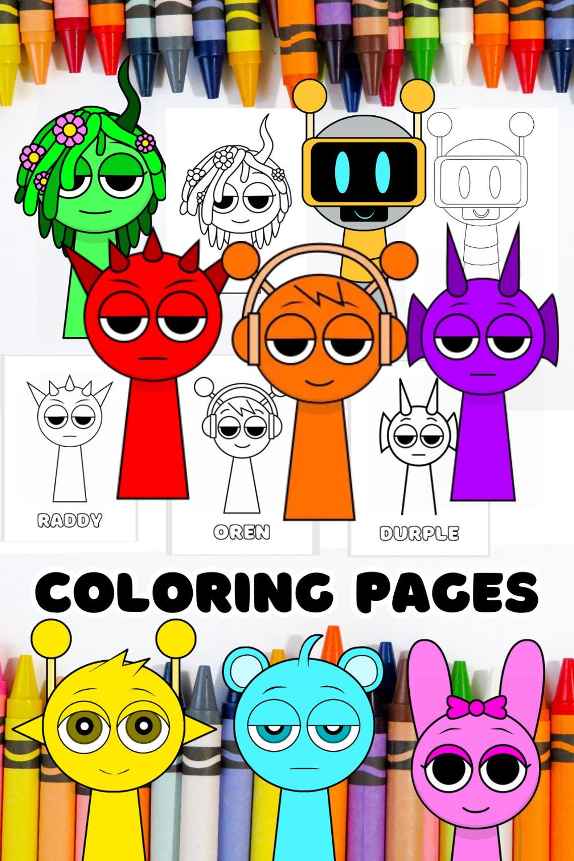 Kids Coloring Pages Sprunki Coloring Pages 21 Pages Sprunki - Etsy