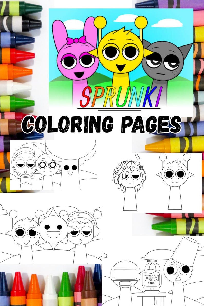 Kids Coloring Pages Sprunki Coloring Pages 18 Pages Sprunki - Etsy
