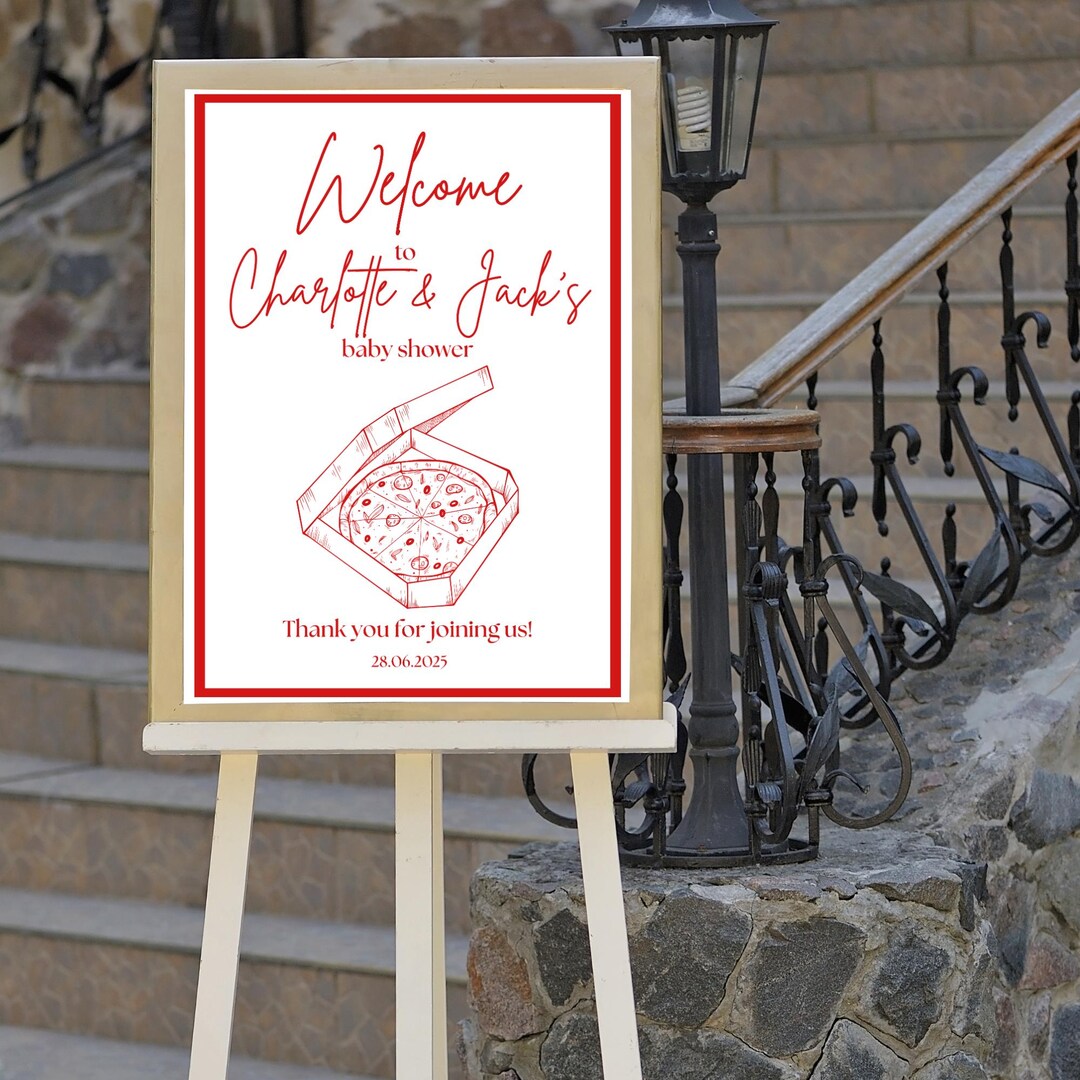 Special Delivery! Welcome Sign - Baby Shower Pizza Party - Editable ...