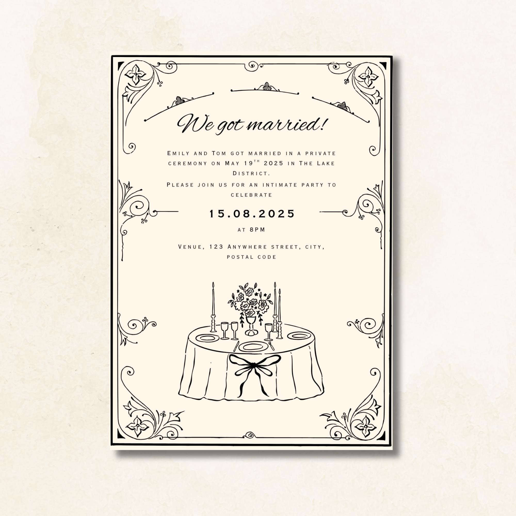 We Got Married! Post-elopement Party Invite - Editable Canva Invitation ...