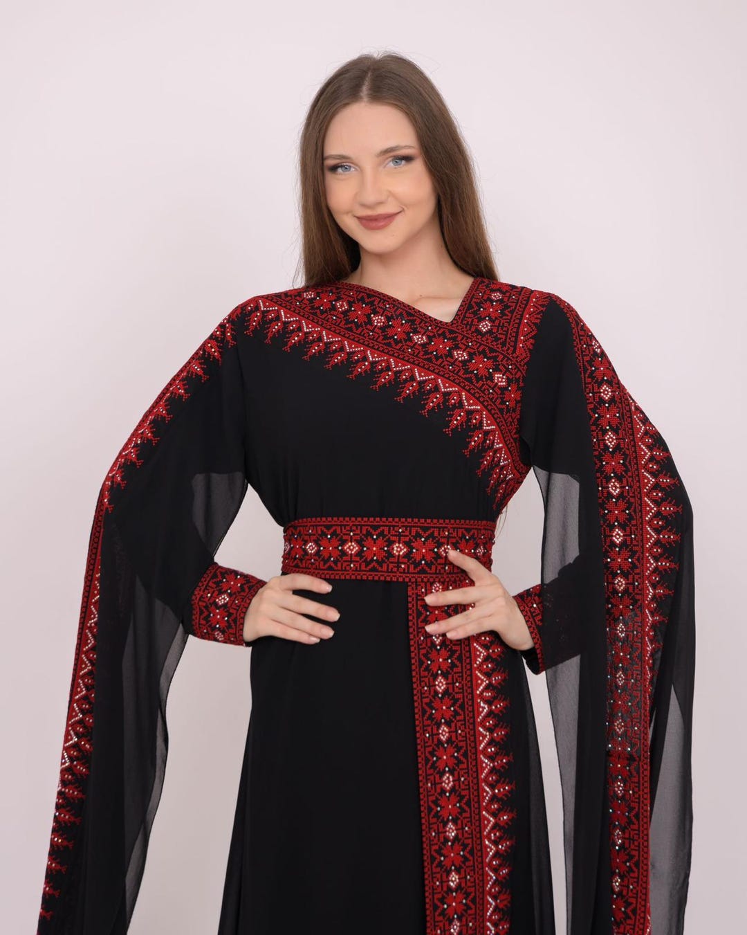 Embroidered Palestinian Thobe: Traditional Arabic Dress - Lana Design ...