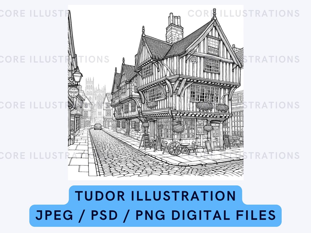 Tudor Architecture Clipart / Illustration Drawing Graphic ...