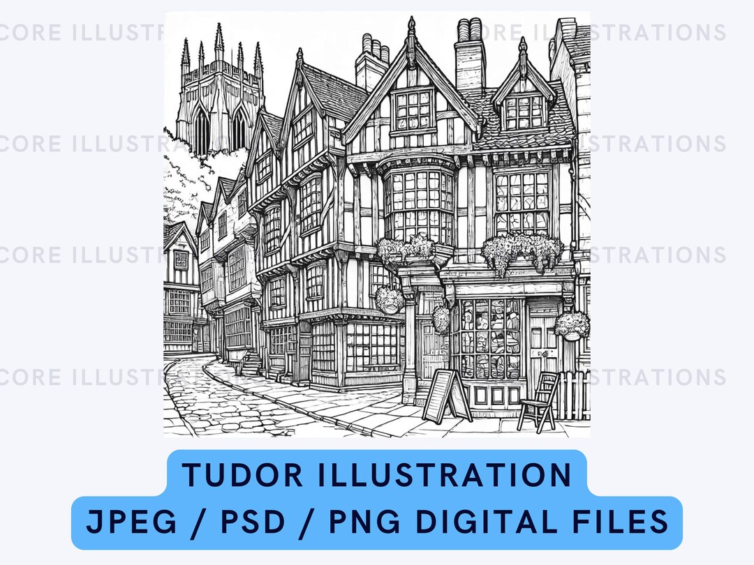 Tudor Architecture Clipart / Illustration Drawing Graphic ...