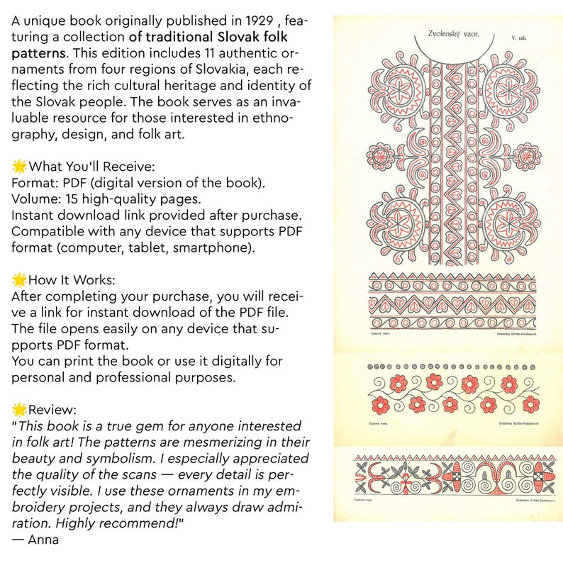Slovak Embroidery Patterns Book PDF - Etsy