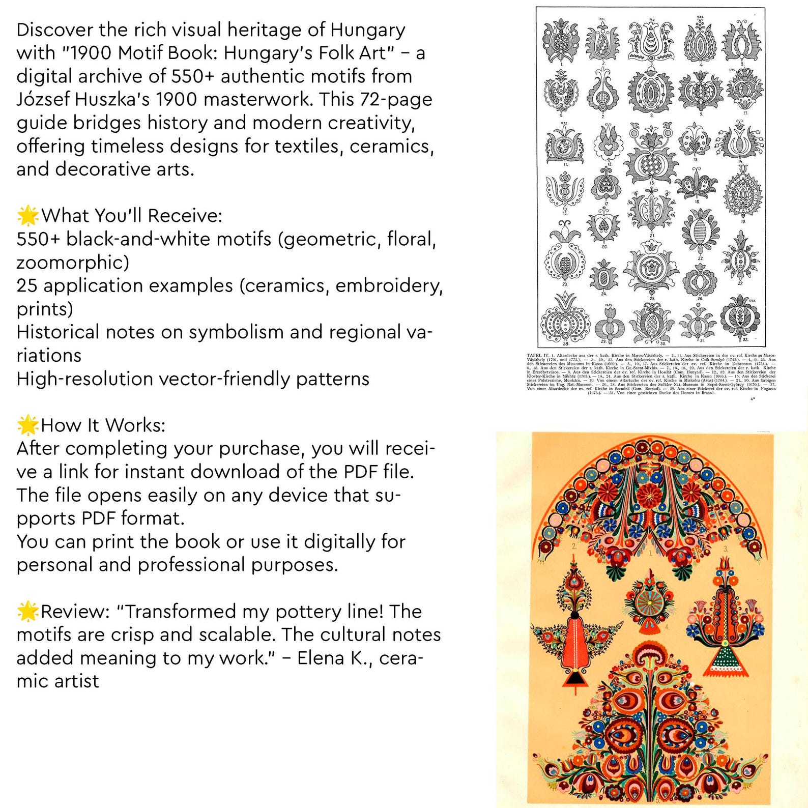 Hungarian Embroidery Motifs Book - Etsy