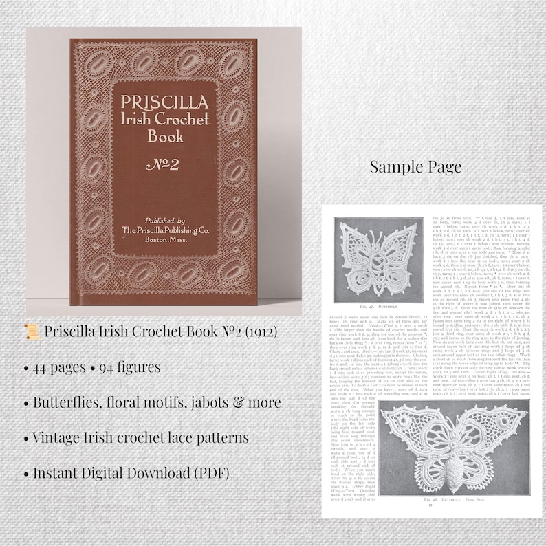 5 Vintage Irish Crochet Lace Books PDF, Crochet Patterns, Doilies ...