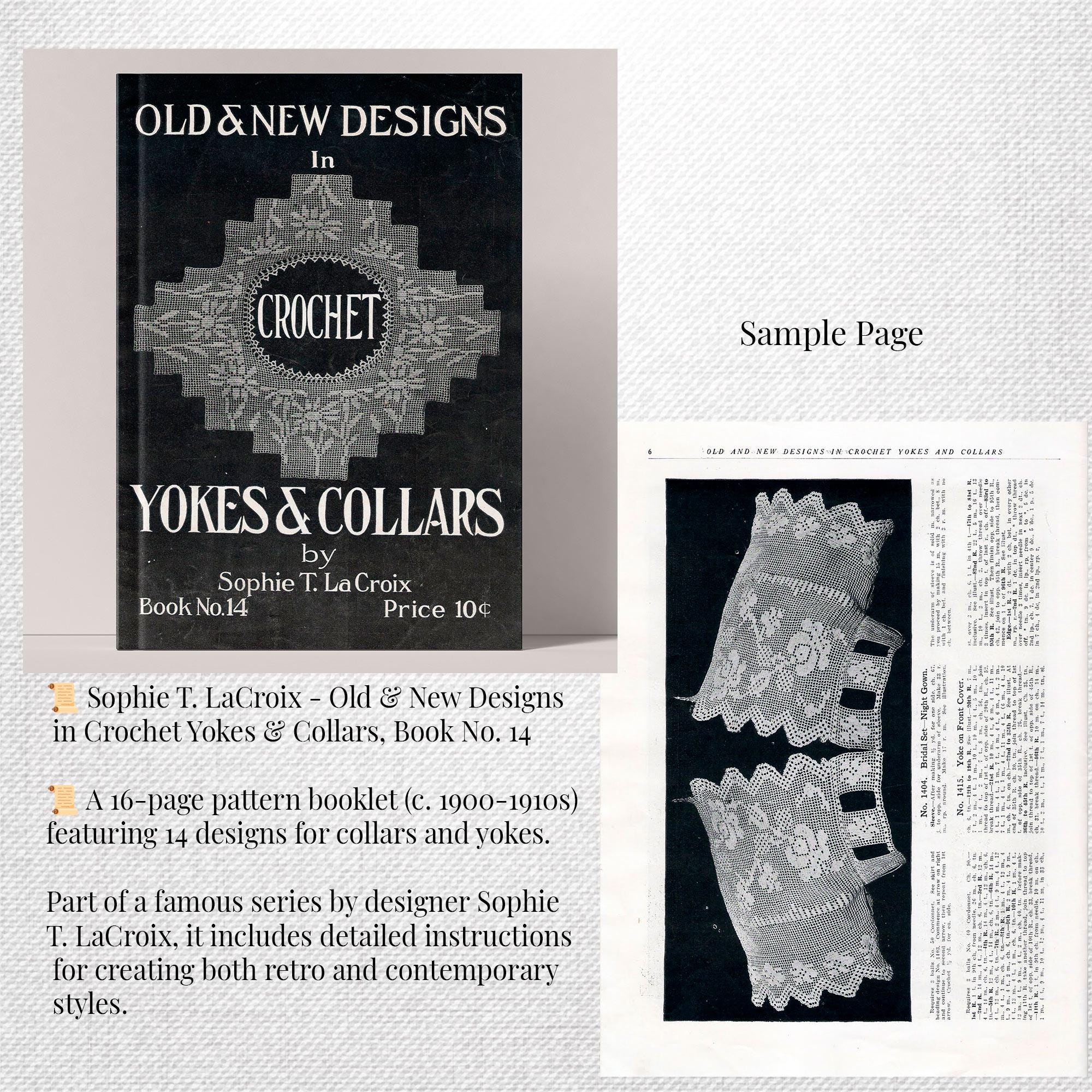 70 Vintage Yoke & Collar Designs + Filet Crochet Panels (5 PDF Books ...