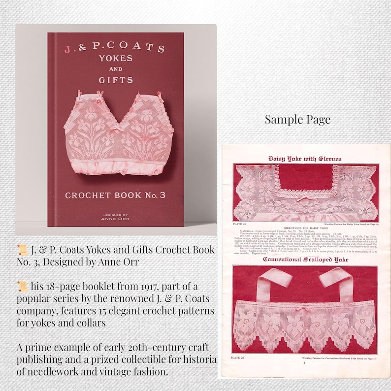 70 Vintage Yoke & Collar Designs + Filet Crochet Panels (5 PDF Books ...