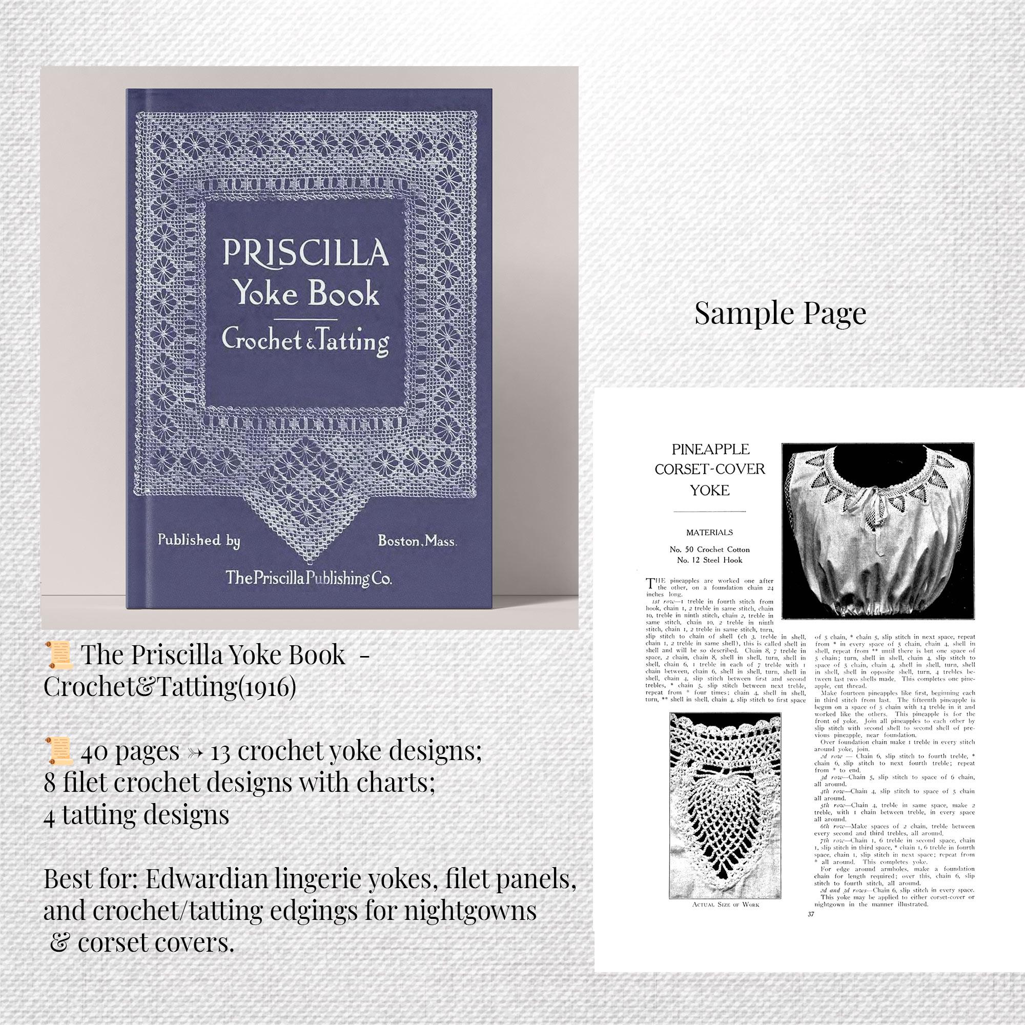 70 Vintage Yoke & Collar Designs + Filet Crochet Panels (5 PDF Books ...