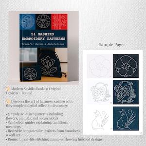 Sashiko Embroidery Patterns PDF – 51 Japanese Stitch Designs, Transfer ...
