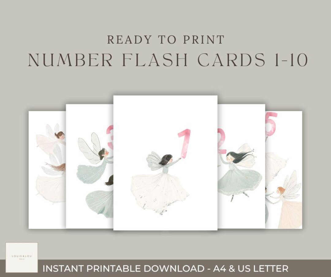 Fairy Numbers Flash Cards, Preschool Counting Flash Cards, Number Cards ...