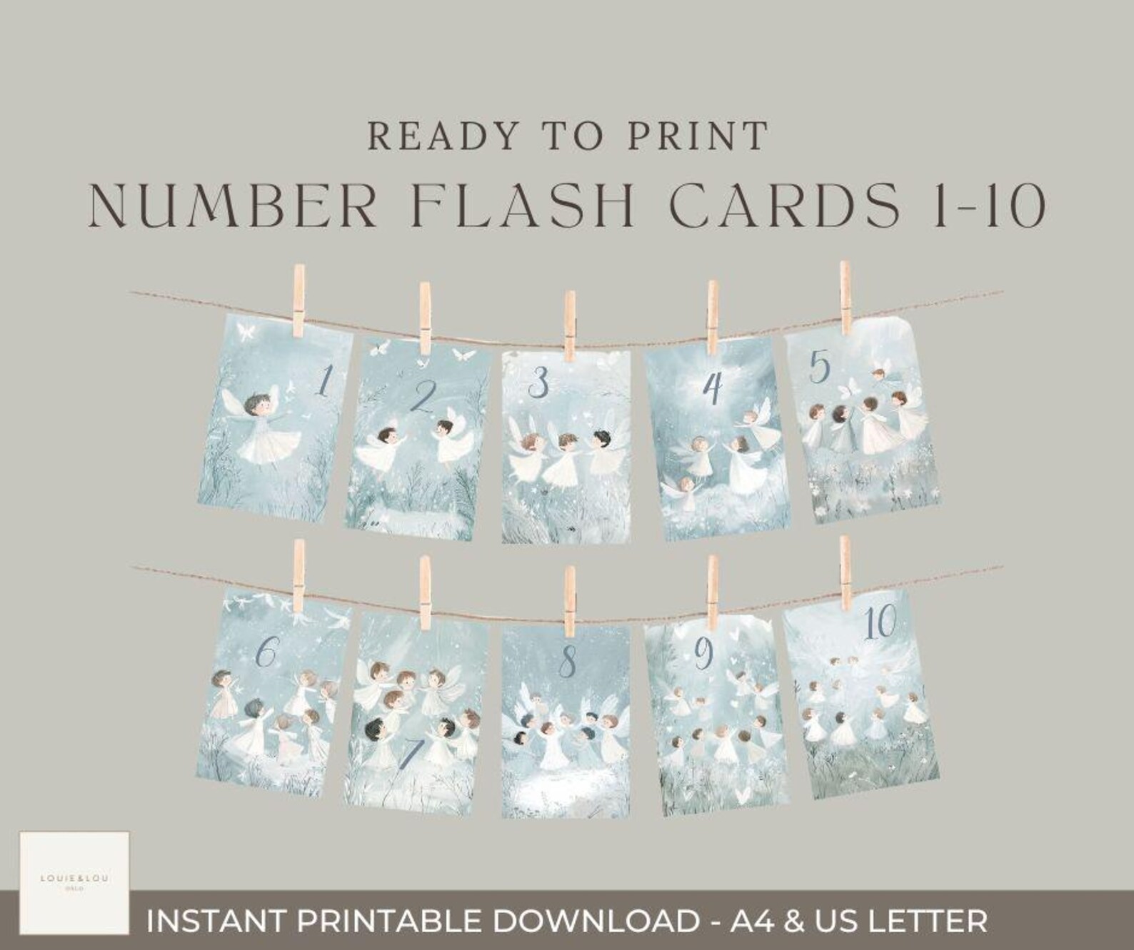 Numbers Flash Cards, Preschool Counting Flash Cards, Number Cards 1-10 ...