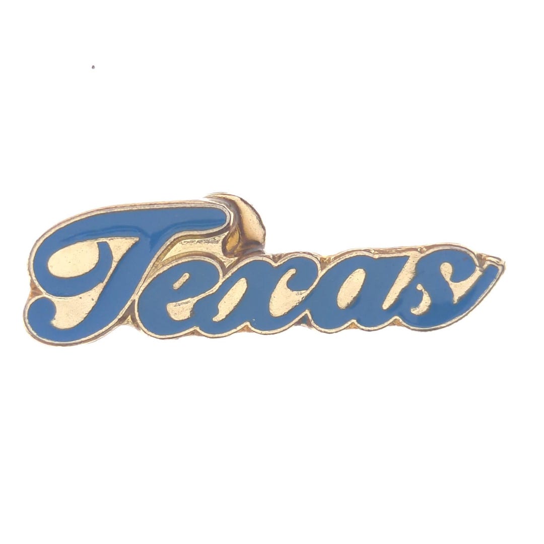 Texas Blue Font Teardrop Enamel Lapel Pin - Etsy