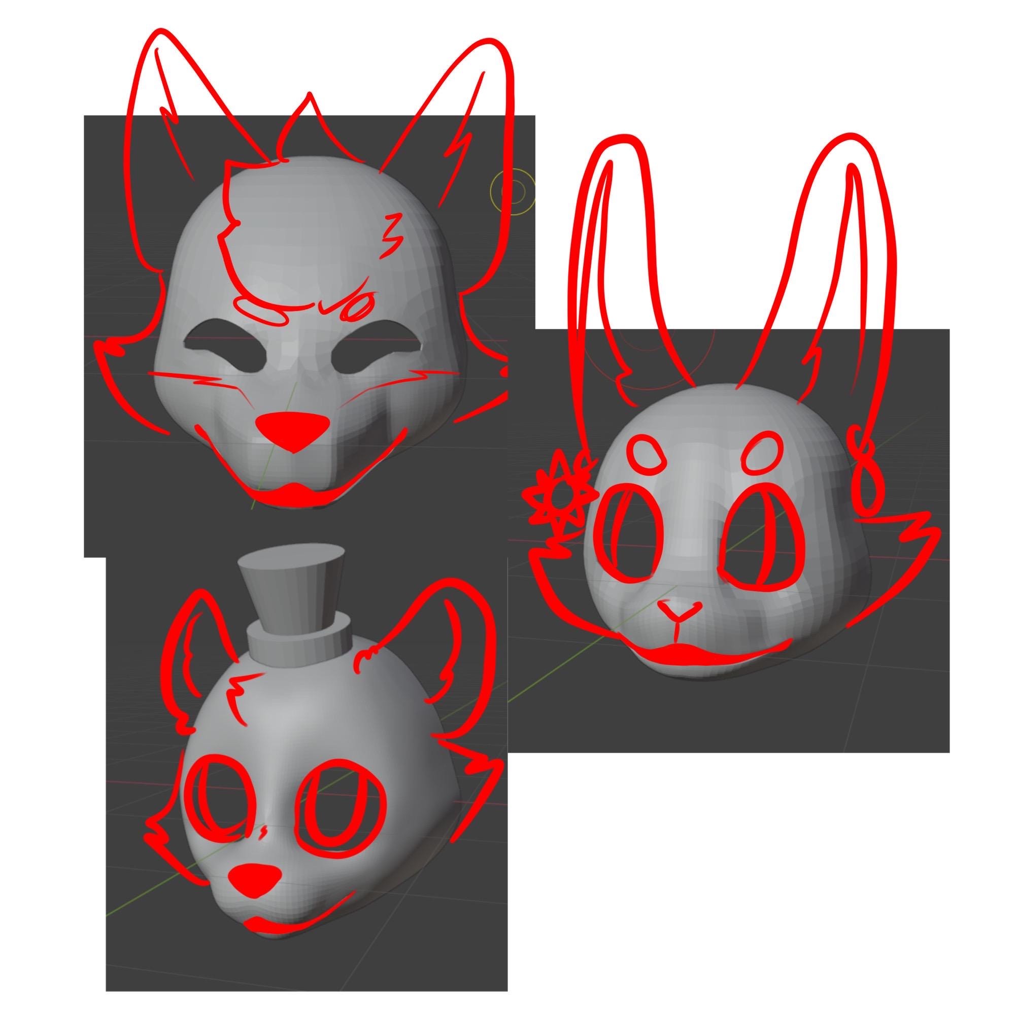 Toony/kemono/semi-realistic 3D Printed Fursuit Head (made to Order ...