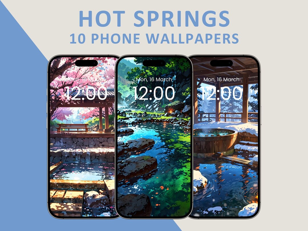 Japan Hot Spring Wallpaper Pack | Relaxing Onsen Wallpaper, Peaceful ...