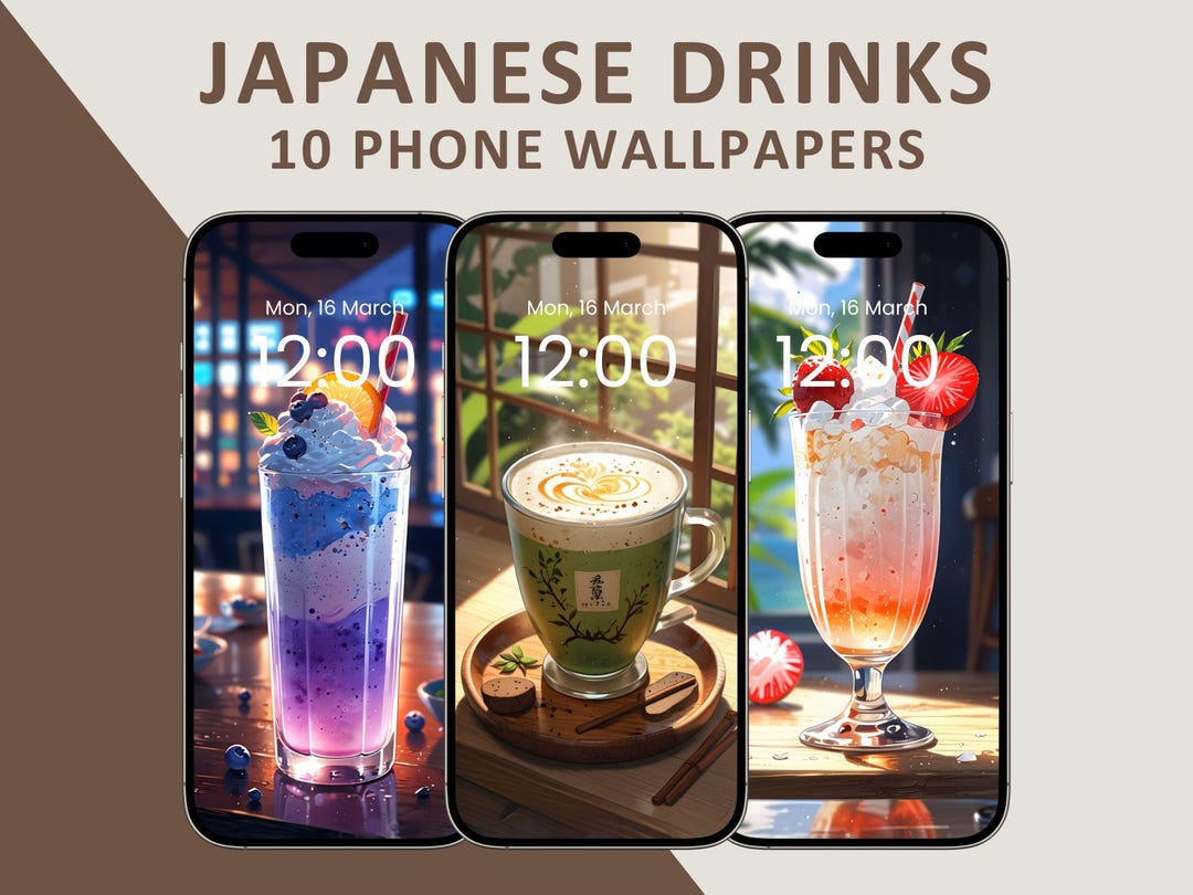 Japanese Drinks Wallpaper Pack | Bubble Tea, Matcha, Sakura, Android ...