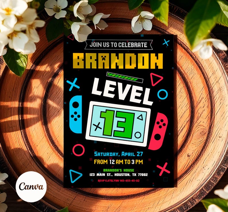 Editable Switch Invite, Printable Gamer Birthday Invitation, Video Game ...