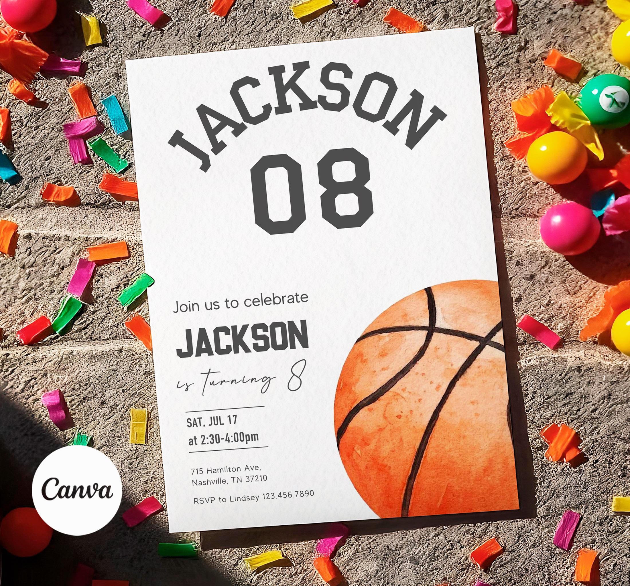 Sport Game Printable Birthday Invitation, Editable Invitation, NBA ...