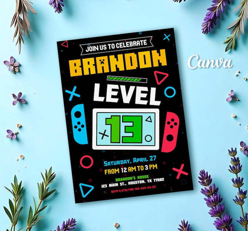 Editable Switch Invite, Printable Gamer Birthday Invitation, Video Game ...