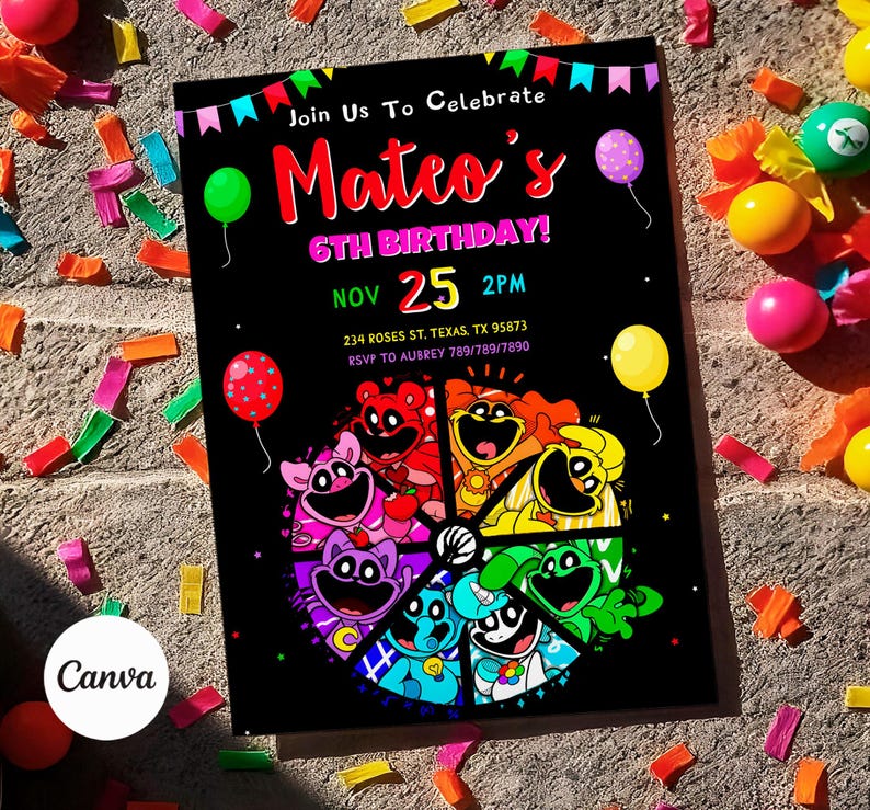 Printable Smiling Critters Invitation, Smiling Critters Party, Editable ...