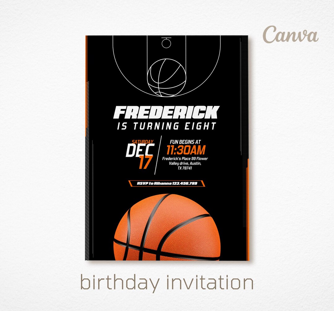 Sport Game Printable Birthday Invitation, Editable Invitation, NBA ...