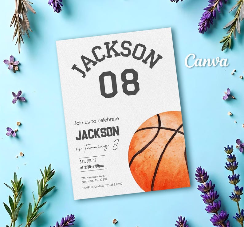 Sport Game Printable Birthday Invitation, Editable Invitation, NBA ...