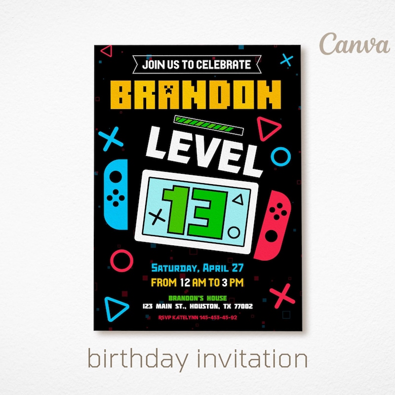 Nintendo Invitation - Etsy