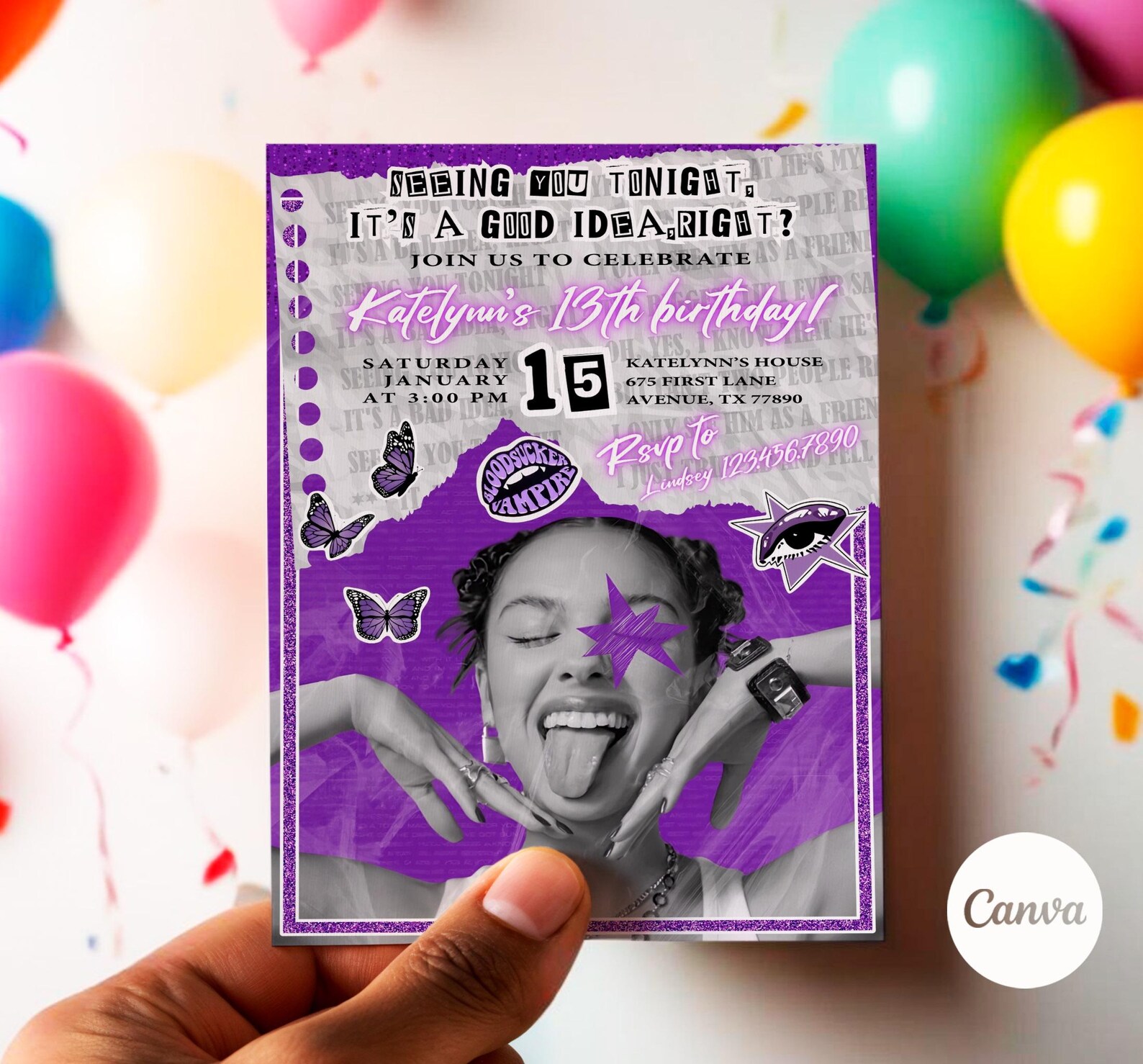Rodrigo Birthday Invitation, GUTS Themed Digital Party Invite, Olivia ...