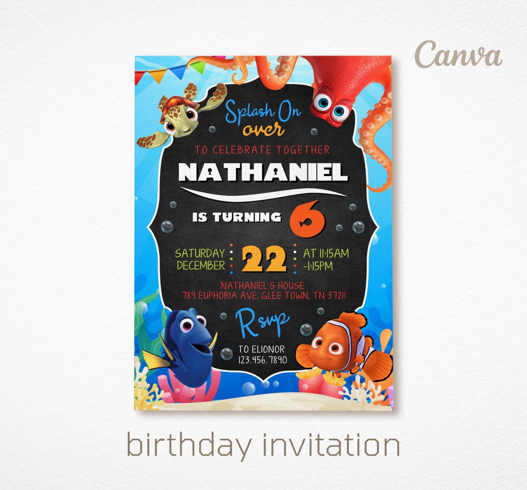 Printable Boy Birthday Invitation | Nemo Birthday Invite | Editable ...