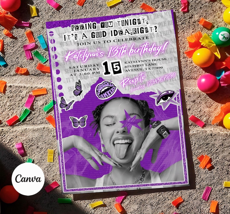 Rodrigo Birthday Invitation, GUTS Themed Digital Party Invite, Olivia ...