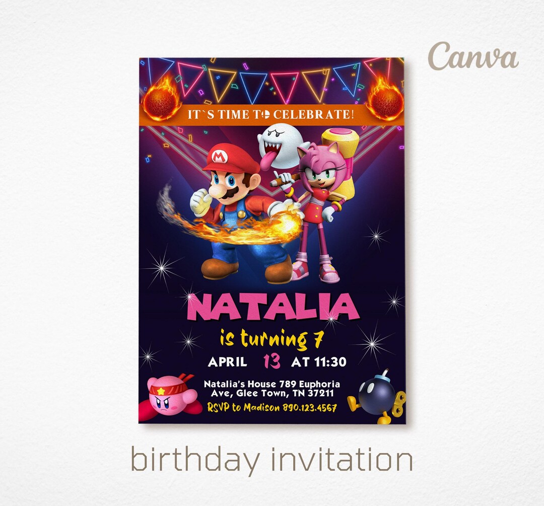 Printable Smash Bros Invitation, Fighting Birthday Invite, Editable ...
