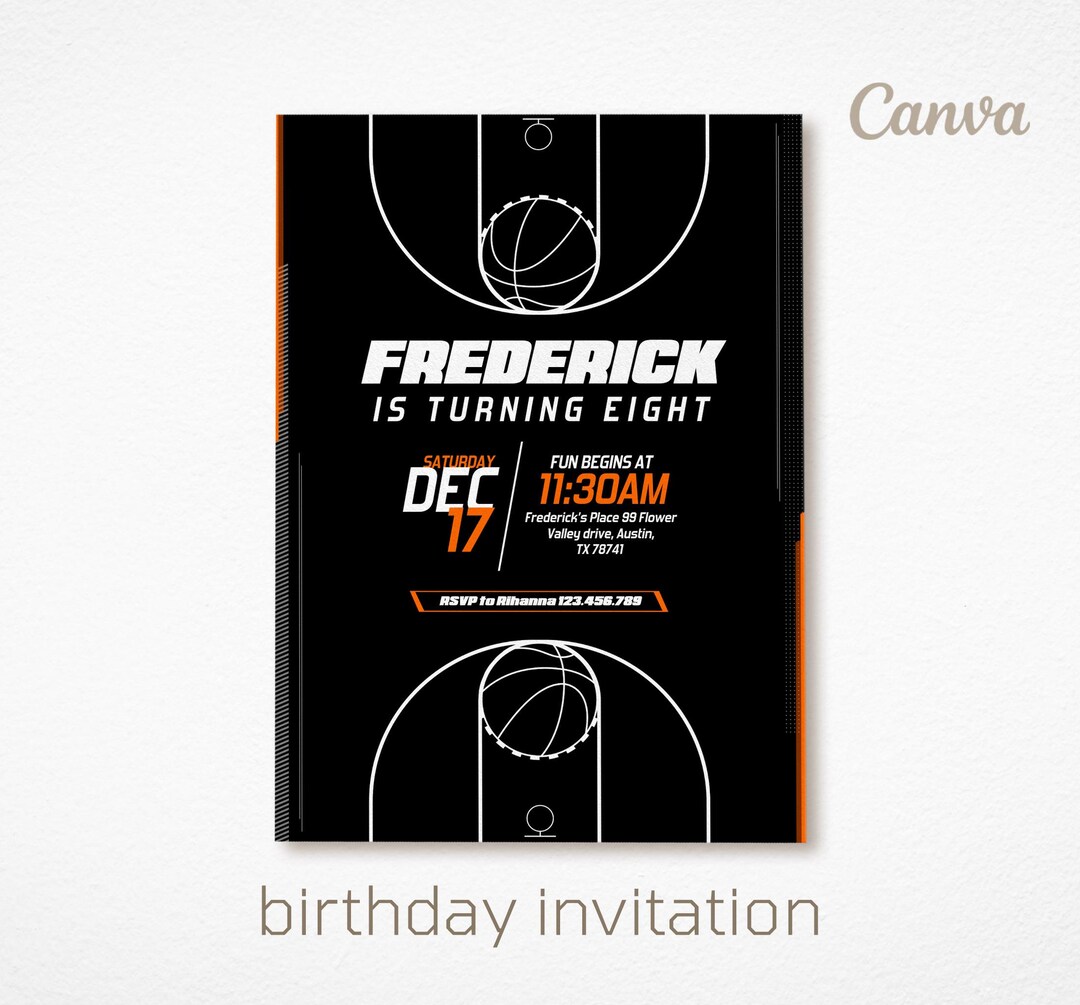 Sport Game Printable Birthday Invitation, Editable Invitation, NBA ...